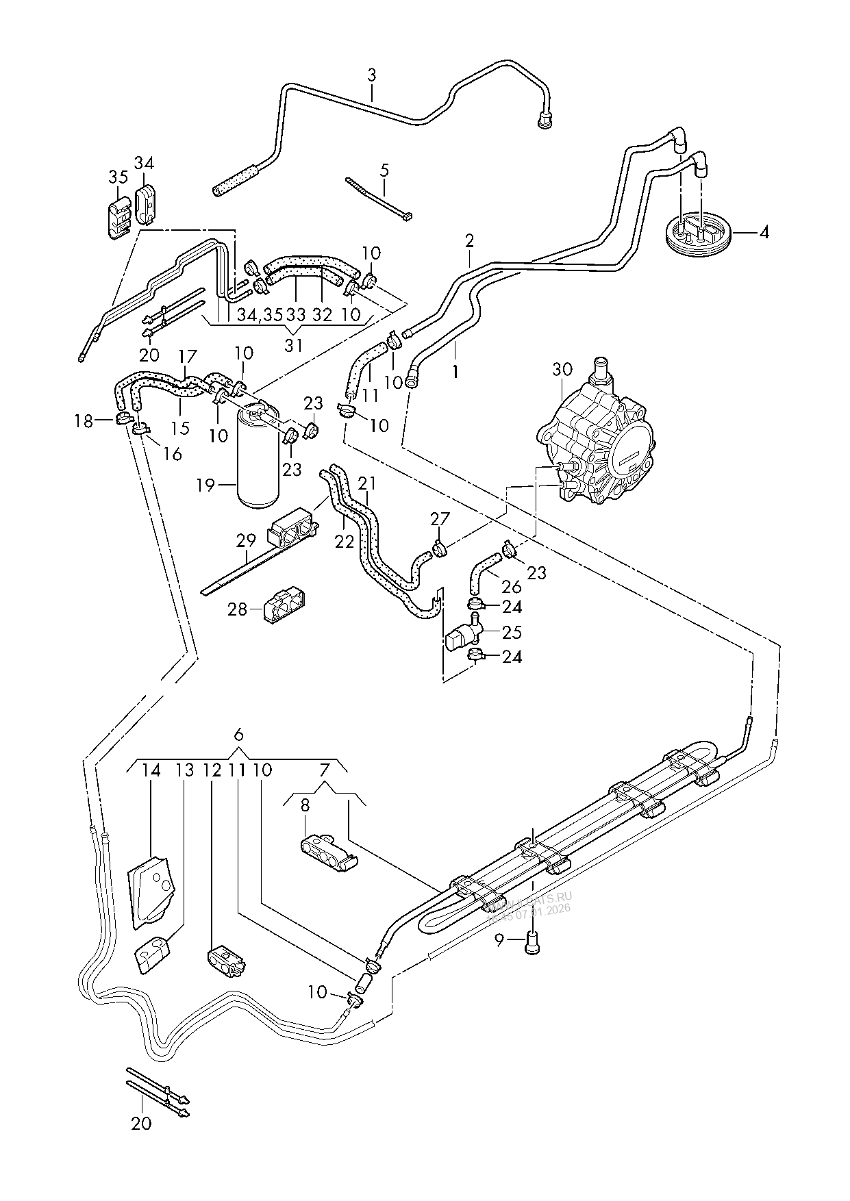Топливопровод. Теплоотвод AUDI A6/AVANT
