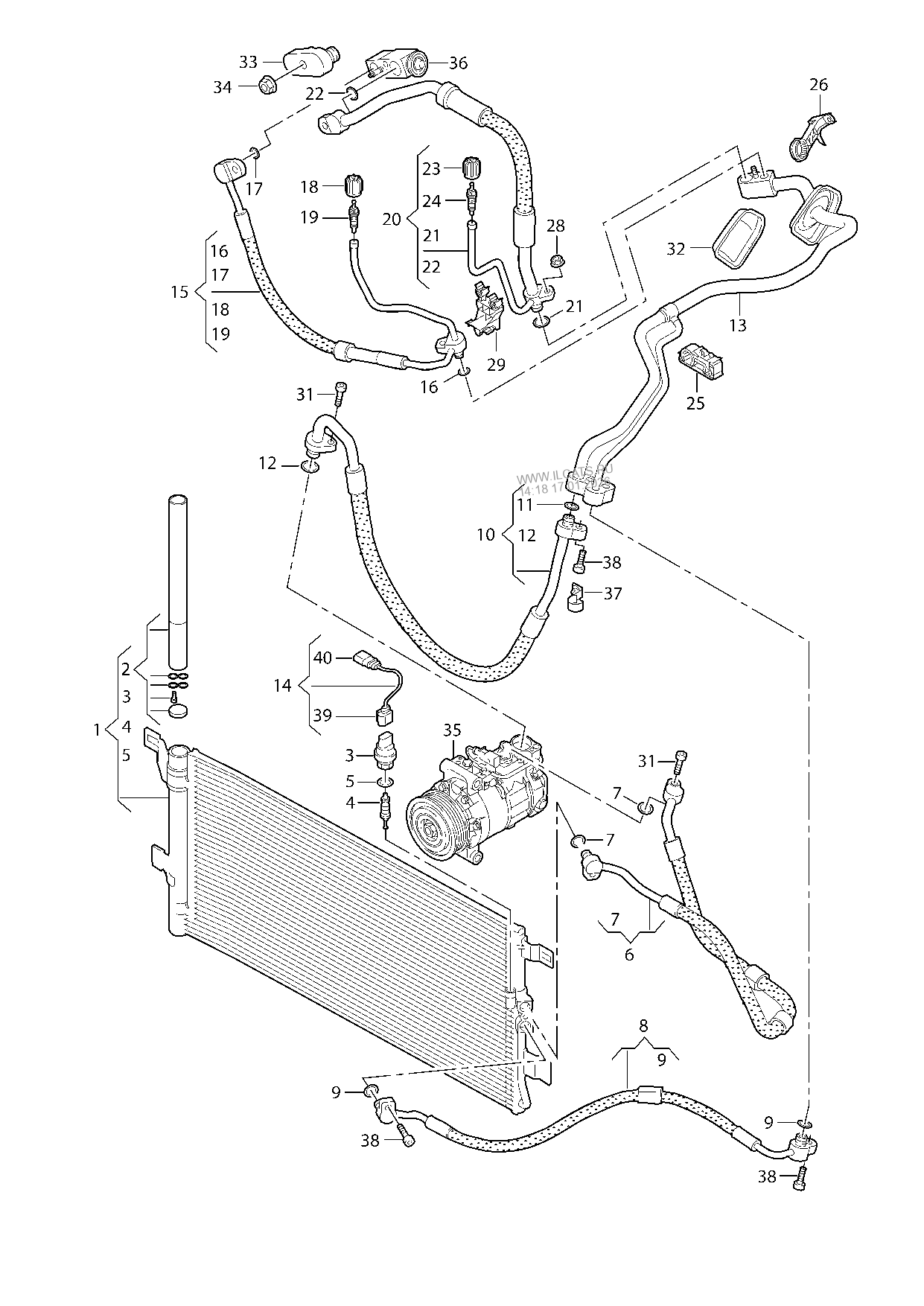 Конденсатор климат.установки. Циркуляция хладагента AUDI Q5