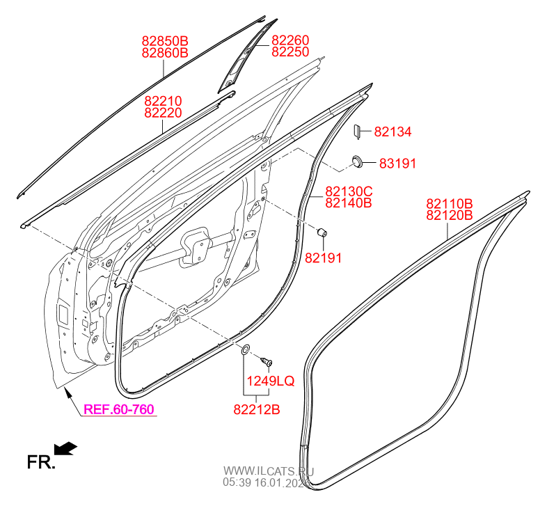 молдинг передней двери HYUNDAI SONATA 17 (ALABAMA PLANT - USA) (2017 ...