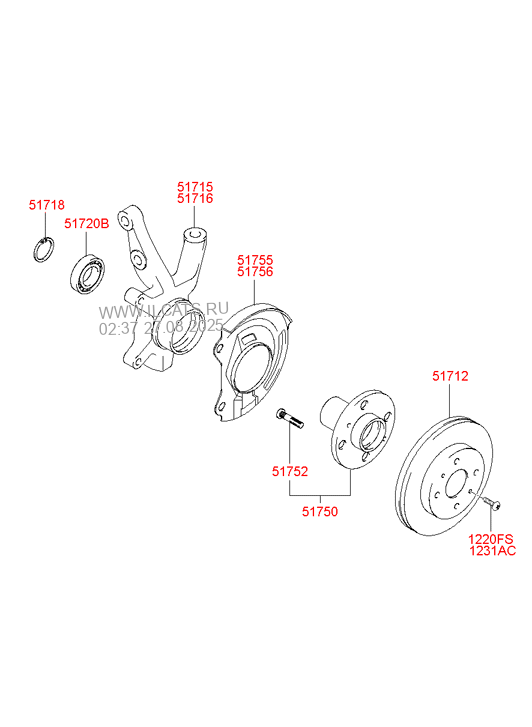 FRONT AXLE HUB HYUNDAI ACCENT 00 (TURKEY) (1999-) 4 DR SEDAN