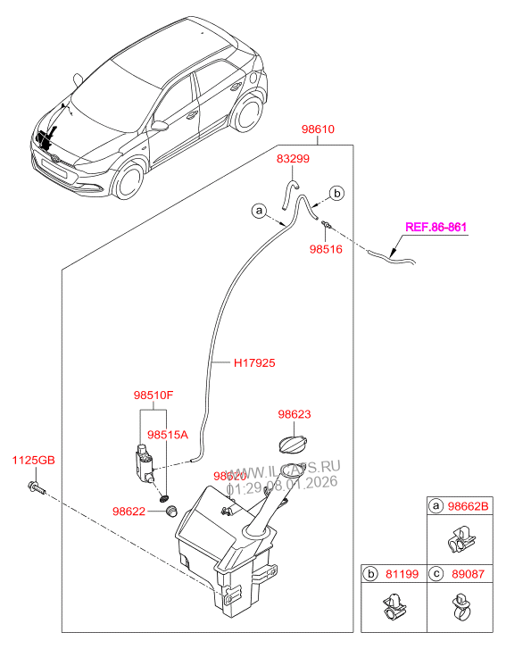 WINDSHIELD WASHER HYUNDAI I20 15 (TURKEY PLANT-EUROPE) (2014-) Any