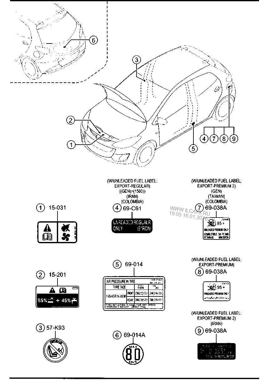 CAUTION PLATES & LABELS MAZDA2