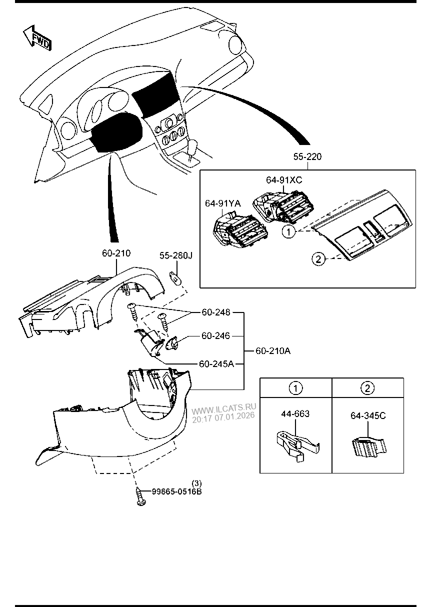 ОБОРУДОВАНИЕ ПРИБОРНОЙ ПАНЕЛИ MAZDA3