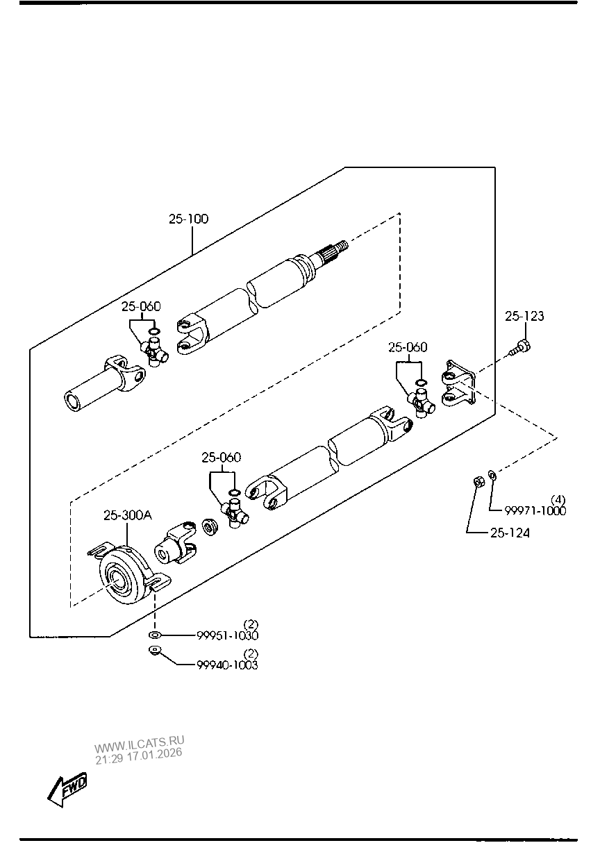 КАРДАННЫЙ ВАЛ ЗАДНИЙ (4X2) MAZDA B2500