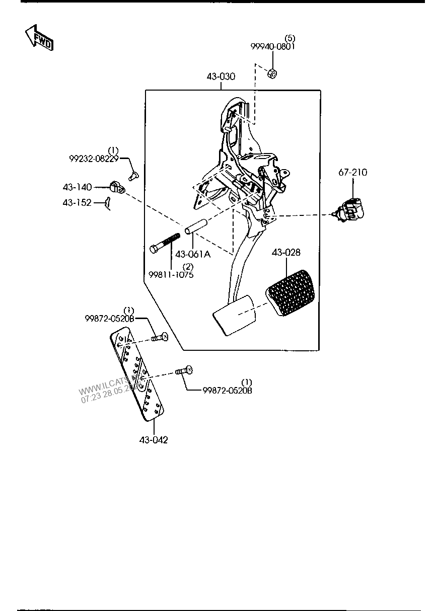 BRAKE PEDALS (АВТОМАТИЧЕСКАЯ КОРОБКА ПЕРЕДАЧ ) MAZDA6