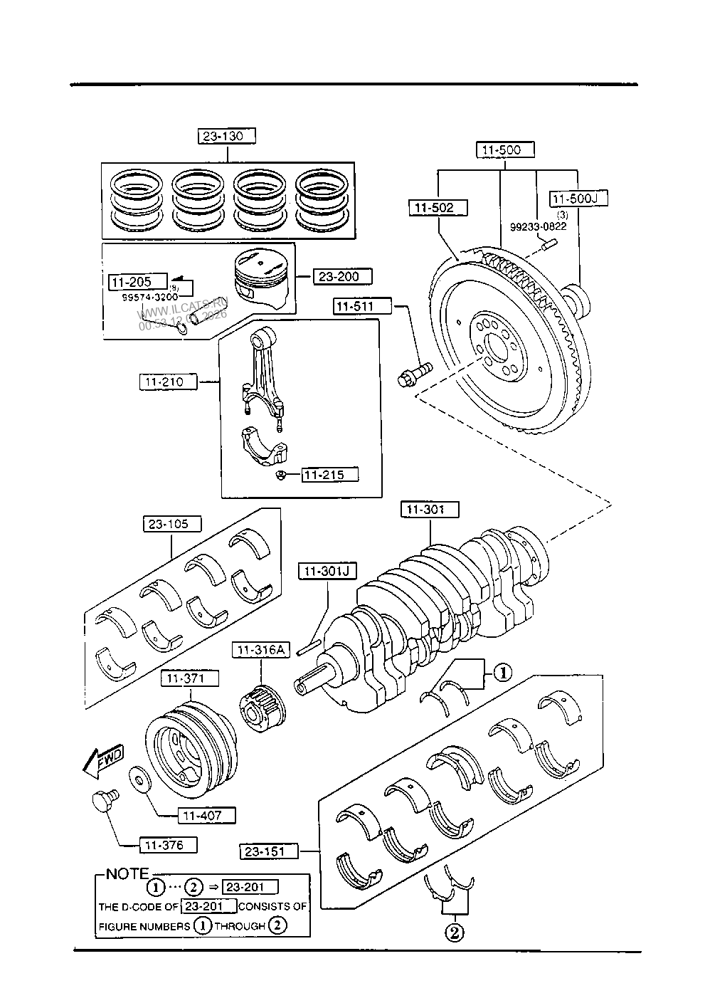 PISTON,CRANKSHAFT & FLYWHEEL (DIESEL) MAZDA B1800