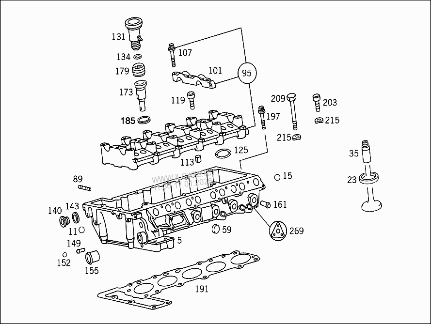 ГОЛОВКА БЛОКА ЦИЛИНДР.И КОМП.ПРОКЛАДОК MERCEDES E 250 DIESEL&(124186)