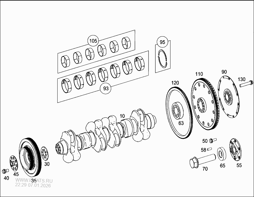 CRANKSHAFT AND FLYWHEEL MERCEDES OM 471 LA SETRA / DETROIT&(471934)