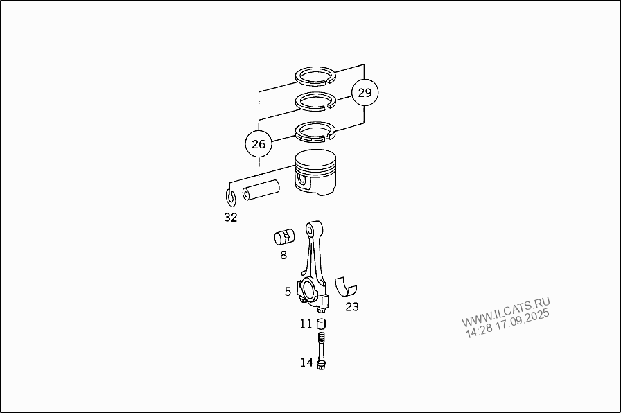 CONNECTING ROD AND PISTONS MERCEDES M 111 E22&(111960)
