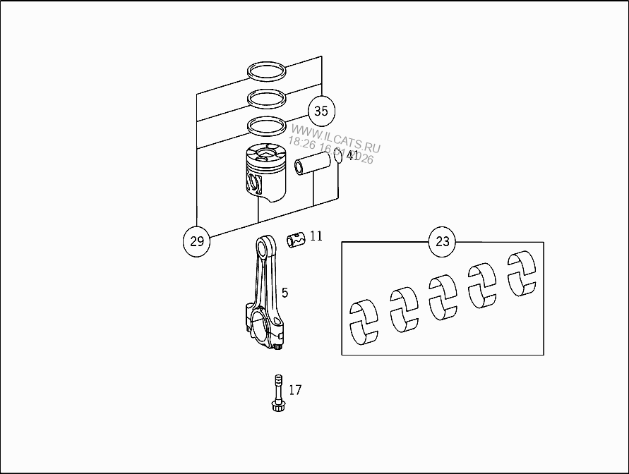 CONNECTING ROD AND PISTONS MERCEDES E 270 CDI&(210216)