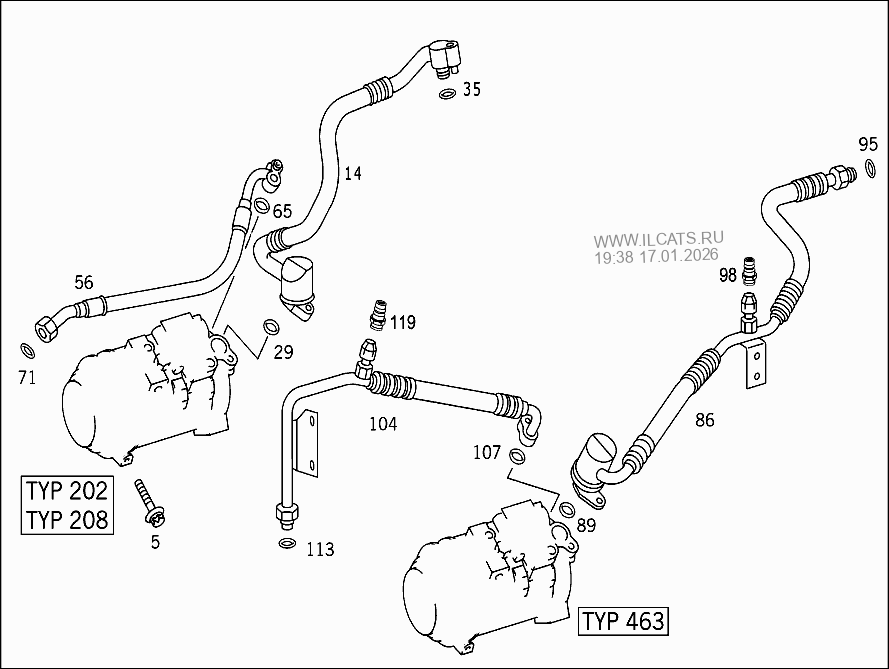 REFRIGERANT COMPRESSOR ATTACHMENT PARTS MERCEDES E 430 4MATIC&(210283)