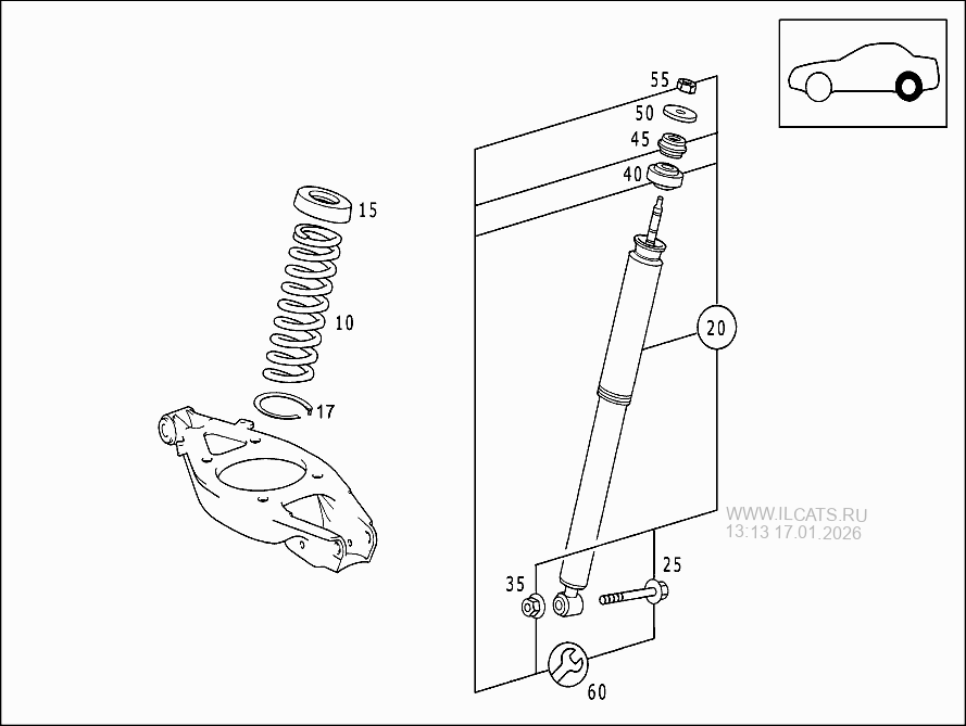 REAR SPRINGS AND SUSPENSION - STANDARD SUSPENSION MERCEDES SLK 200 ...