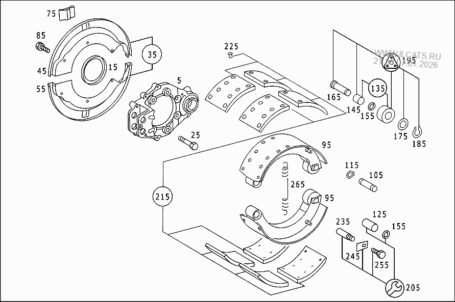 BRAKE ANCHOR AND BRAKE SHOE MERCEDES 2423 , 2425 /6X2&(958094)