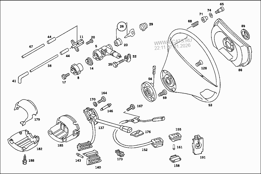 STEERING WHEEL AND STEERING LOCK MERCEDES 190 D 2.2 USA&(201122)