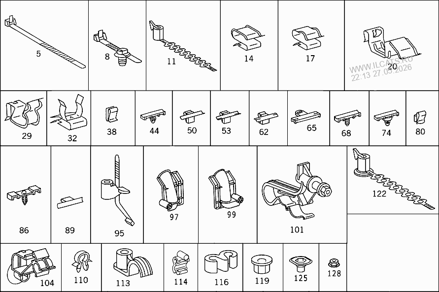 LOOM TIES AND CABLE MOUNTING PARTS MERCEDES ML 270 CDI&(163113)