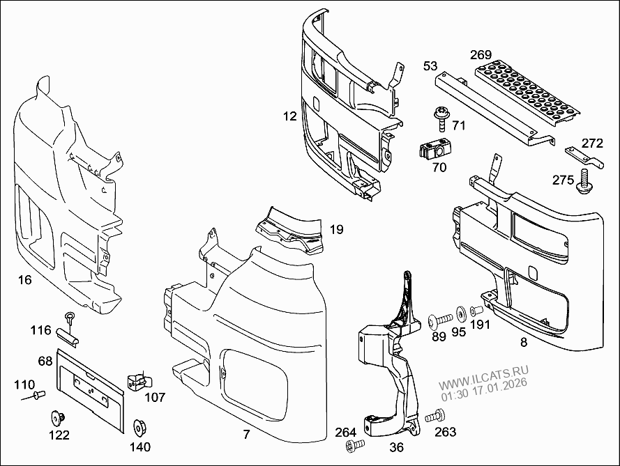 FRONT BUMPER MERCEDES 2640 S, 2641 S, 2644 S&(958451)