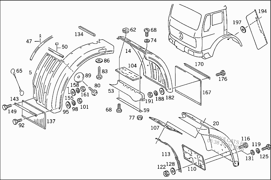 FENDERS,SPLASH GUARDS MERCEDES 1413 AK&(383140)