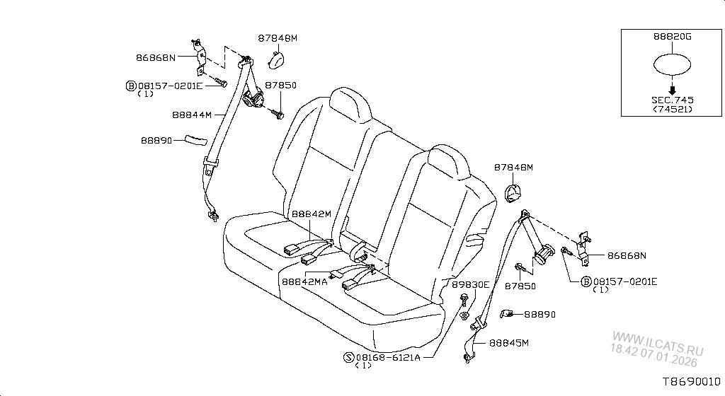 РЕМЕНЬ ЗАДНЕГО СИДЕНЬЯ NISSAN X-TRAIL PHIMAKE
