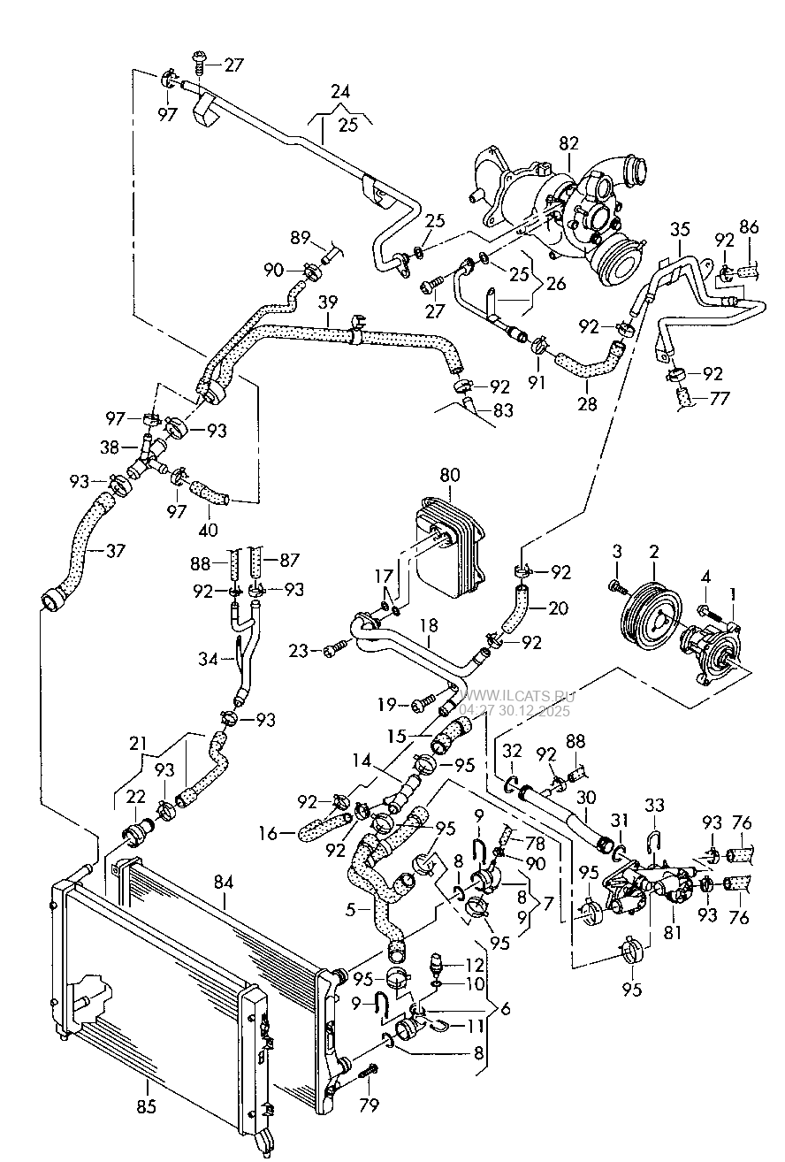 Насос системы охлаждения. Жидкостное охлаждение SKODA OCTAVIA