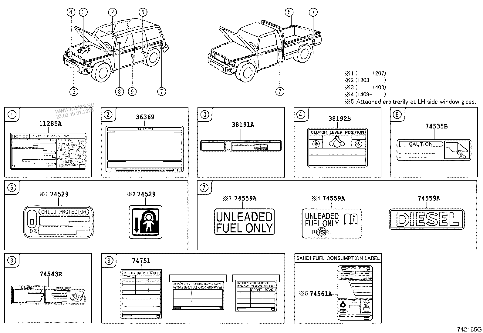 CAUTION PLATE TOYOTA LAND CRUISER&(781370)