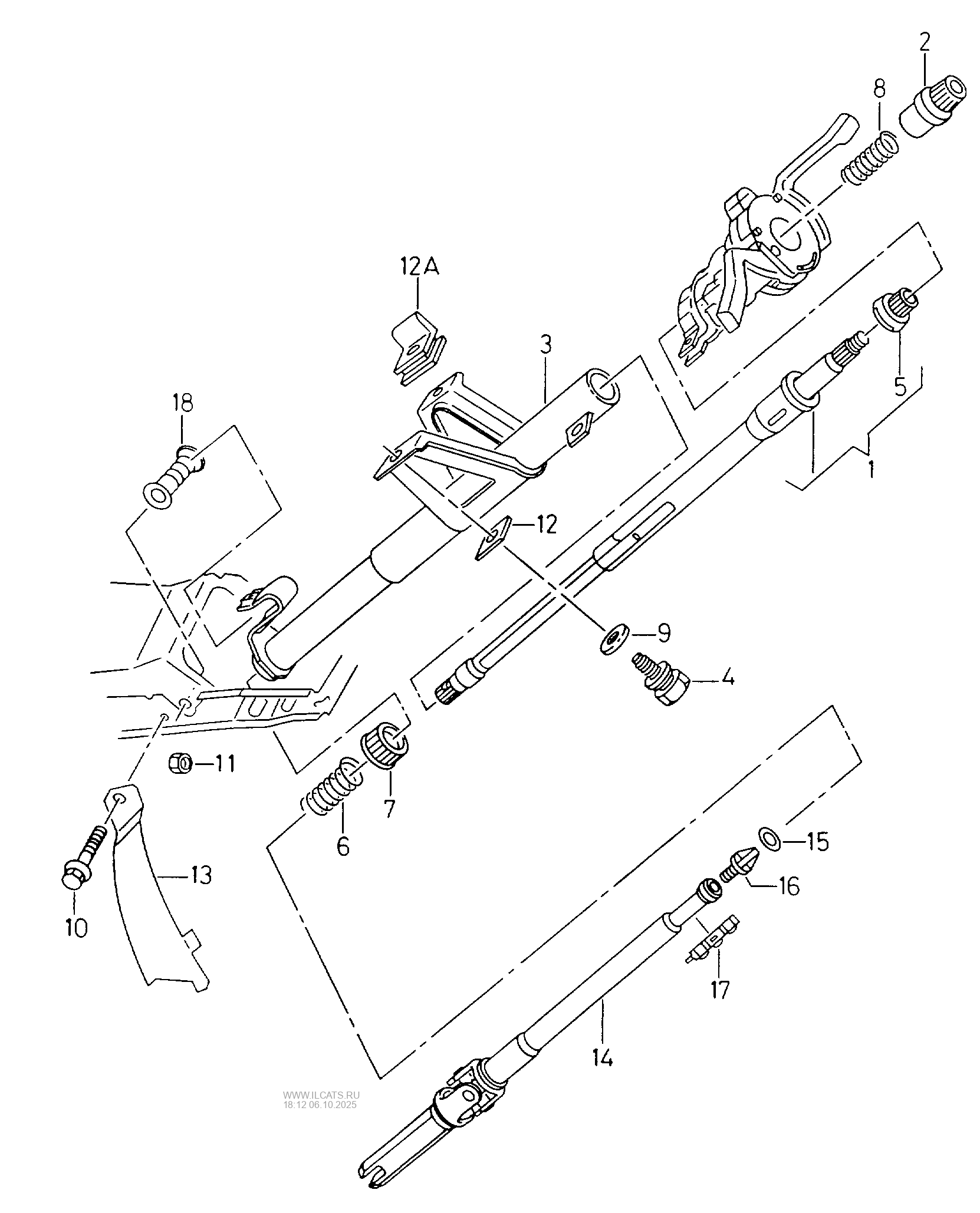 steering tube. steering column tube VW