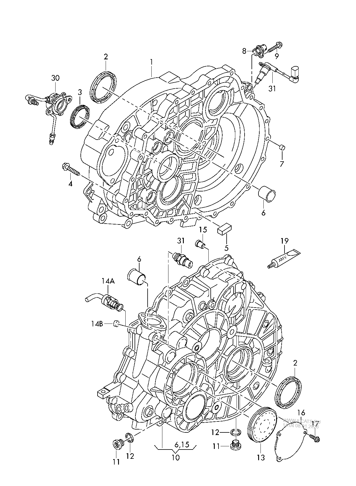 gear housing. for 6 speed manual gearbox VW