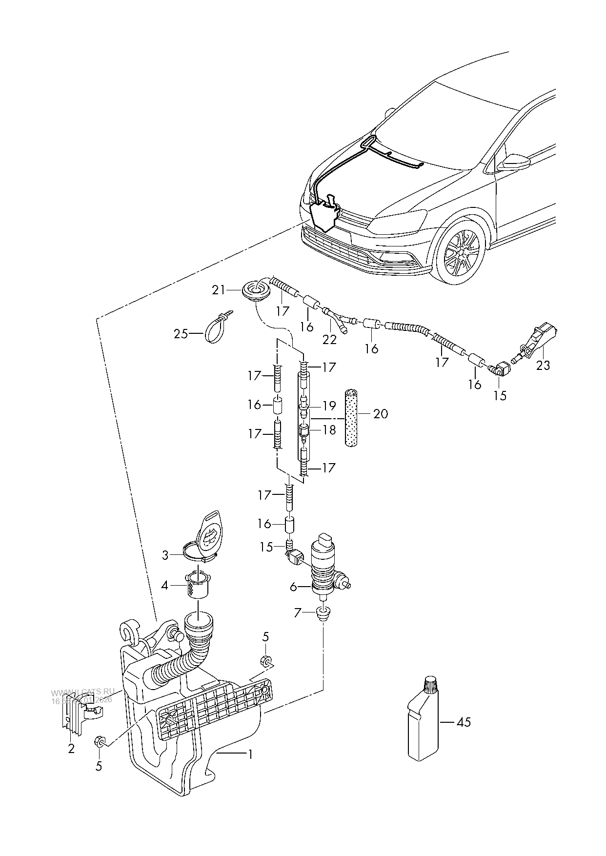 fluid reservoir and individual parts VW POLO VIVO