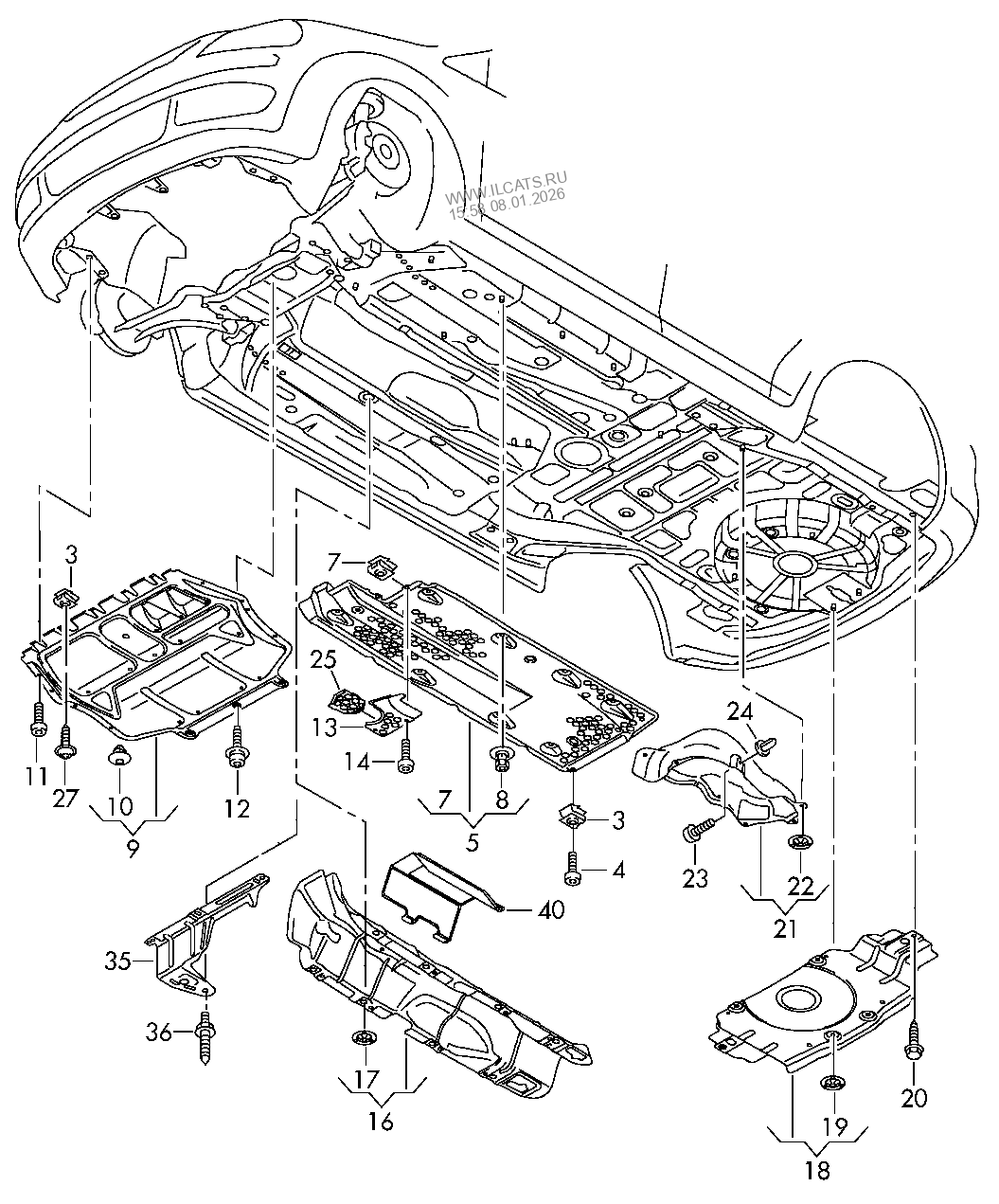 underbody trim. noise insulation. heat shield VW TOURAN