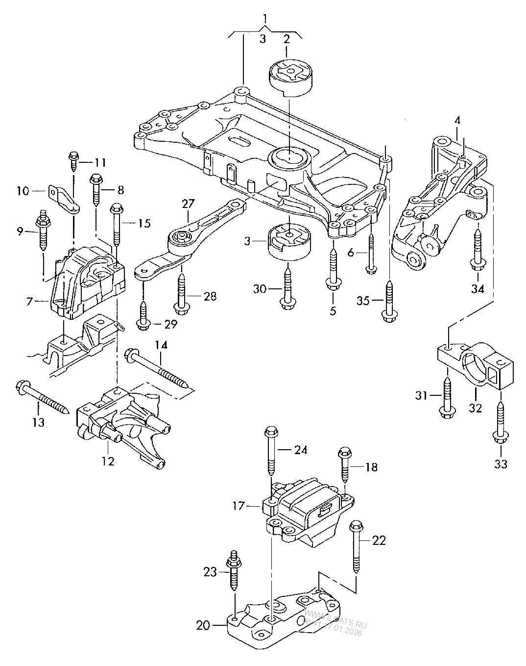 mounting parts for engine and transmission VW